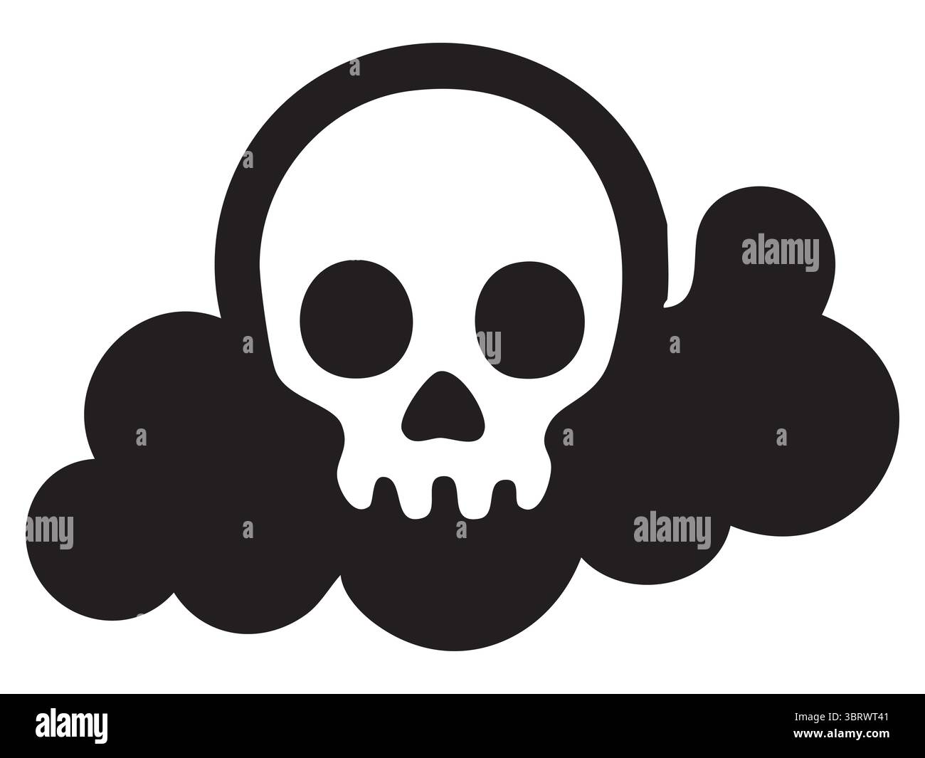 Skull and cloud graphic illustration, isolated on white background ...