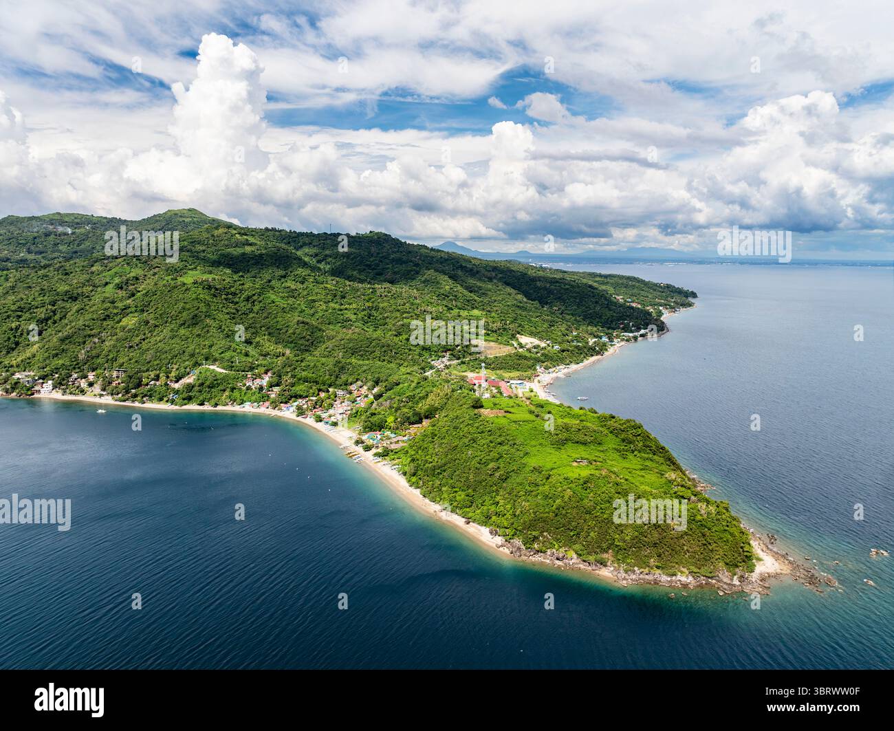 Aerial view of peninsula Mabini, Mabini, Luzon, Philippine Sea ...