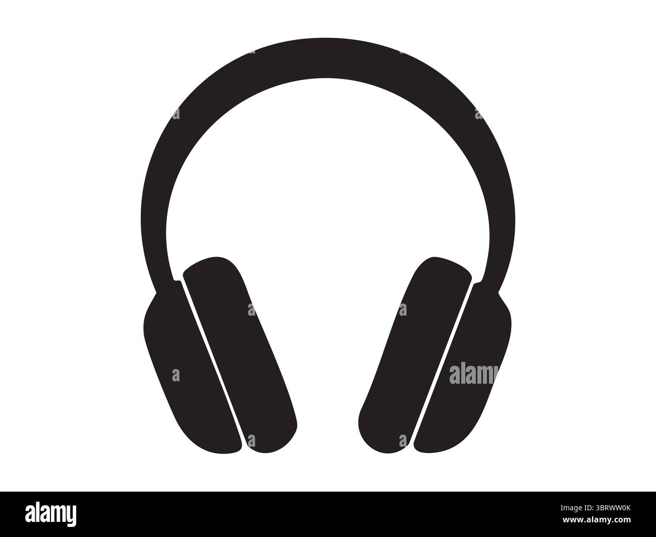 Black silhouette of headphones, isolated on white background, graphic ...
