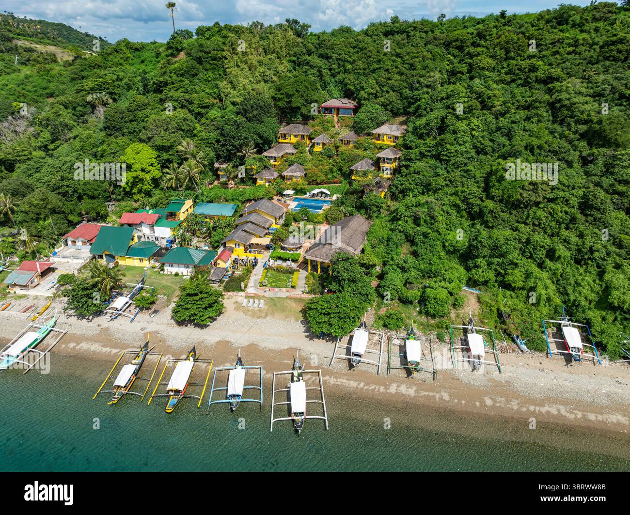 Aerial view of Buceo Anilao Resort, Mabini, Luzon, Philippine Sea ...