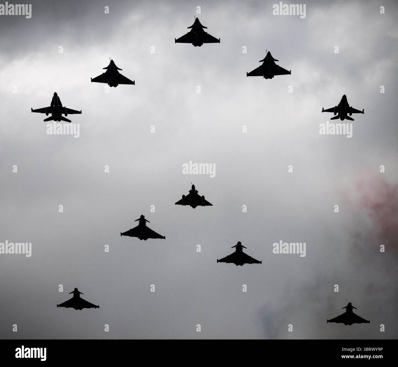 An Armee de l'Air et de l'Espace (French Air and Space Army) Rafale B fighter jet, two Armee de ...