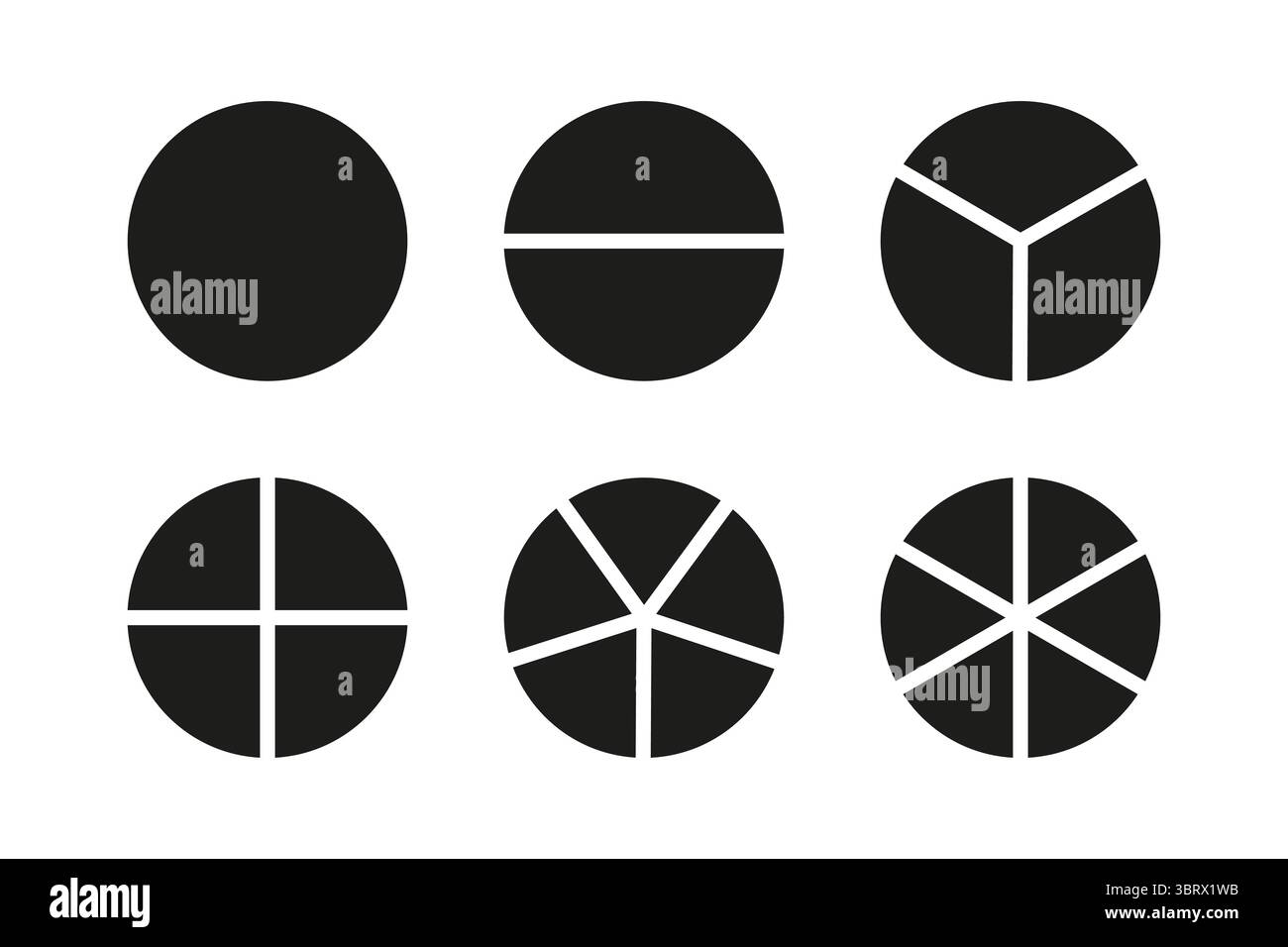 Pie segmented charts. Sectors divide the circle on equal parts. Coaching blank. Pizza round ...