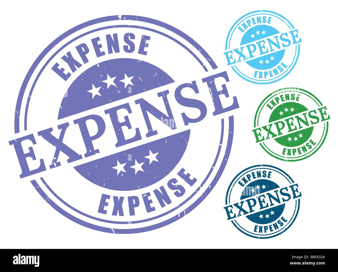 A Cost Control Stamp Vector Set, Grunge Rubber Expense Label Pack Stock ...