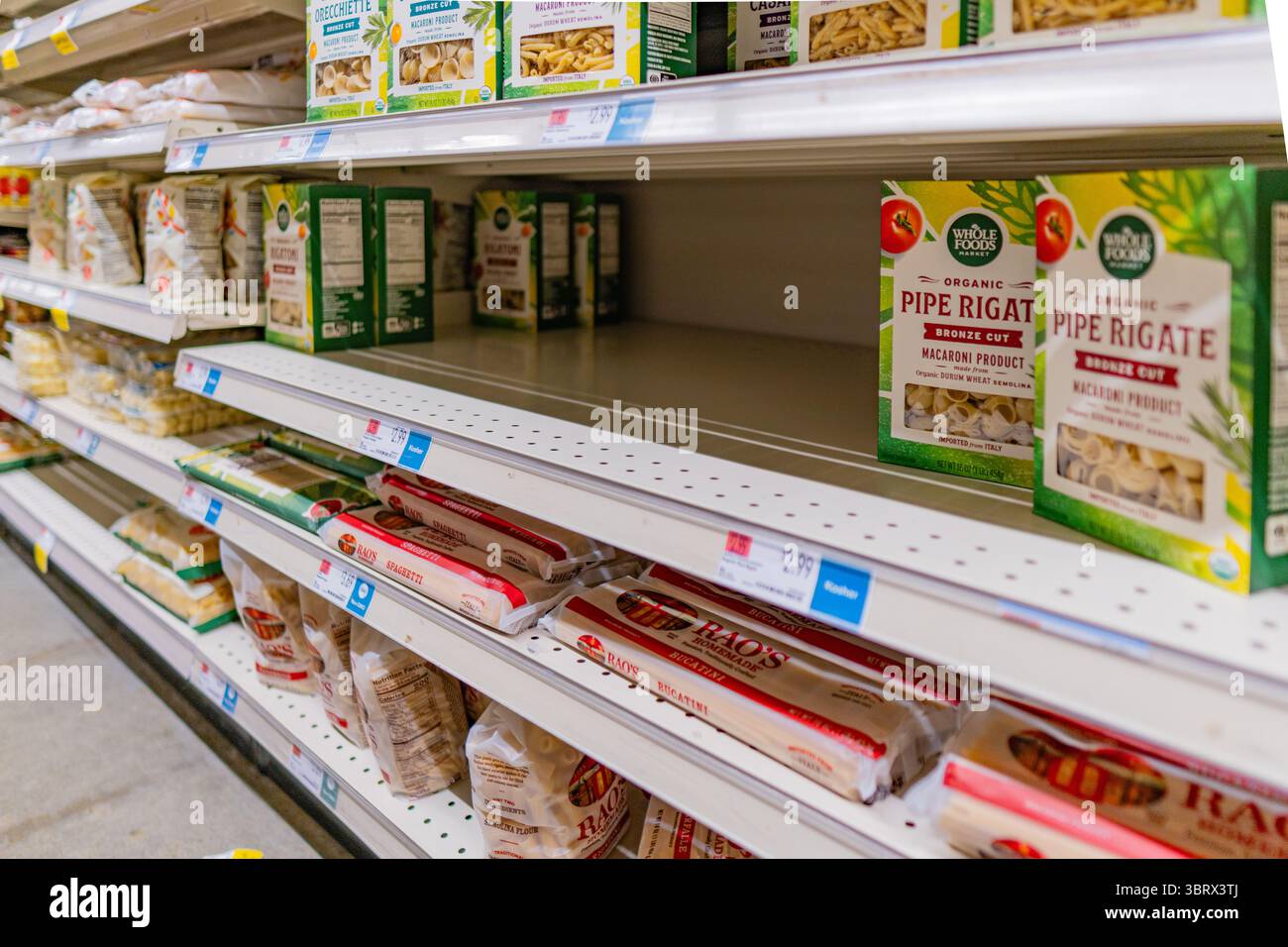 July 13, 2025-Boston, MA, US: Empty shelves in grocery store with ...