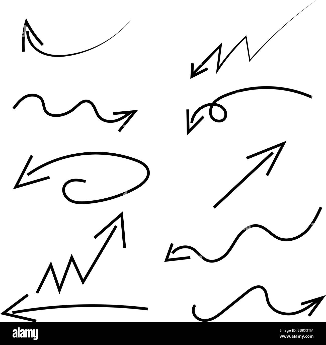 Black hand drawn arrows, Set of arrows drawn by hand. Doodle, sketch ...