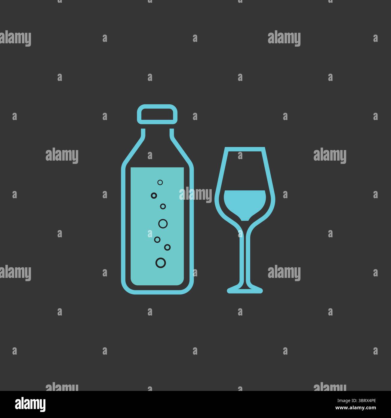 Flat bottle web app icon on dark grey background, Vector Illustration ...