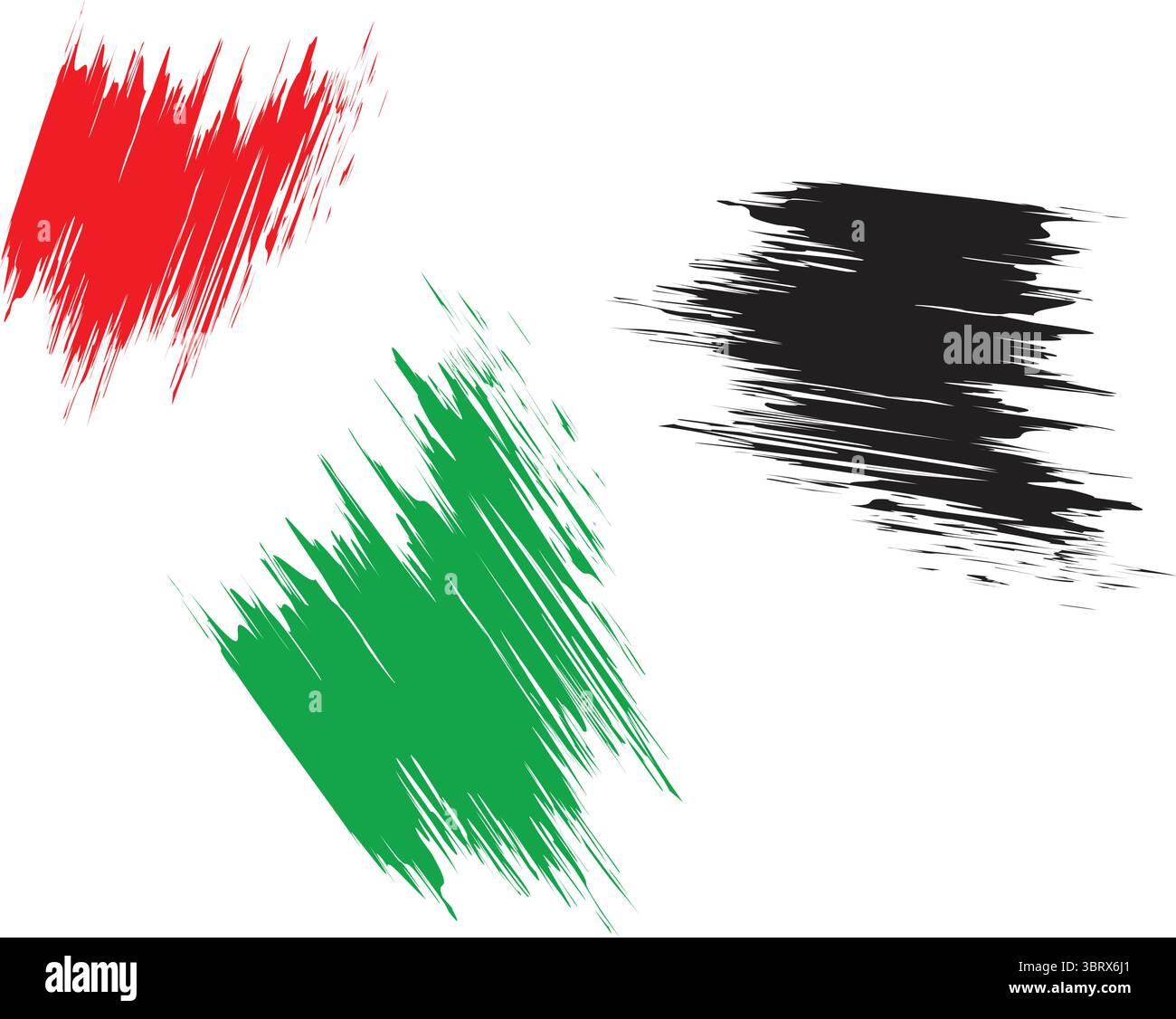 High-Resolution Brush Texture Set in Red, Green, and Black, Vector ...