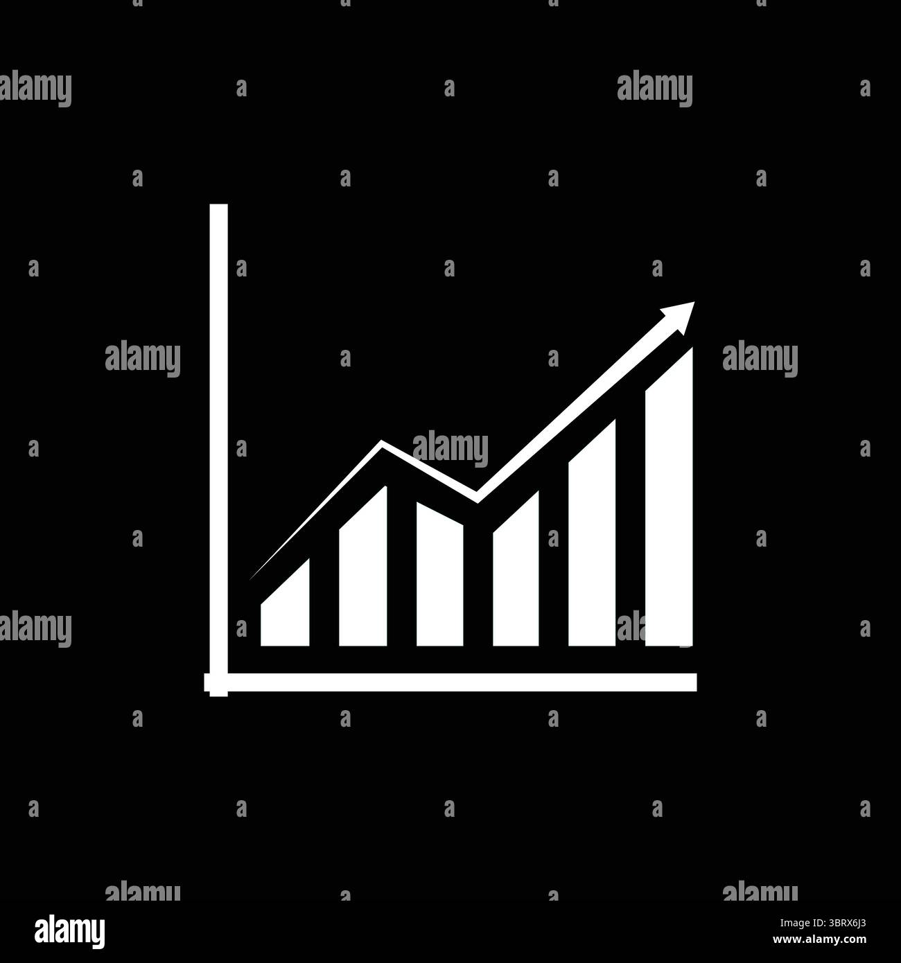Graph with trend arrow going up icon on black background. vector eps 10 ...