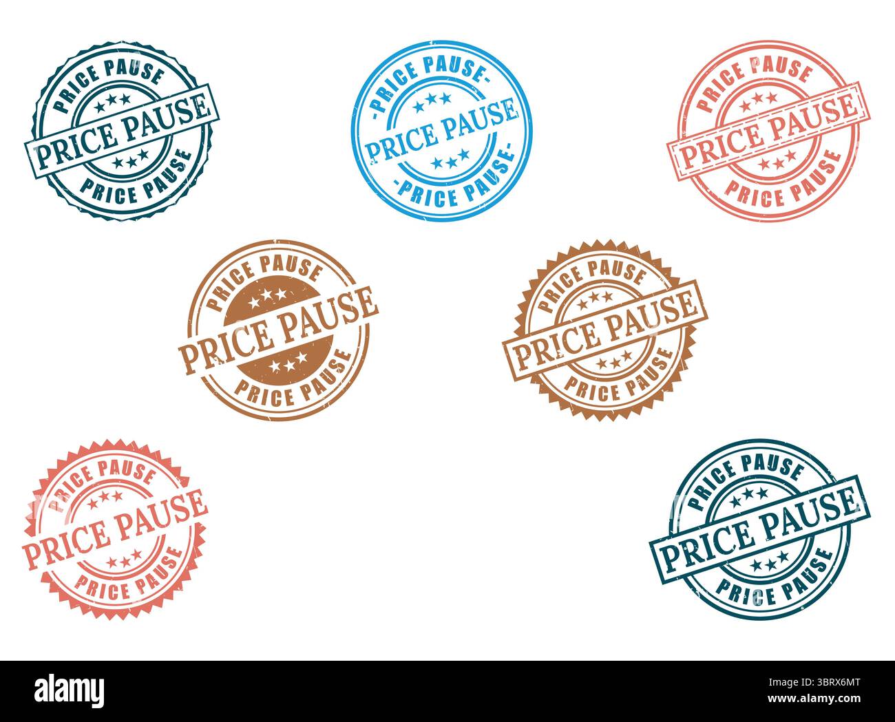 A Diverse Price Pause Grunge Rubber Stamp Collection, Price Freeze ...