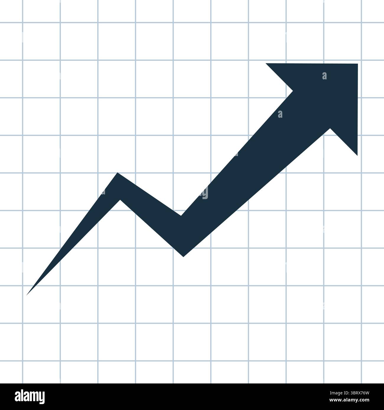 Blue arrow business graph going up grid background represent profit 3 ...