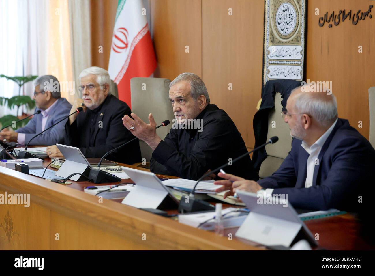 Iranian President Masoud Pezeshkian chairs a meeting of the Iranian ...