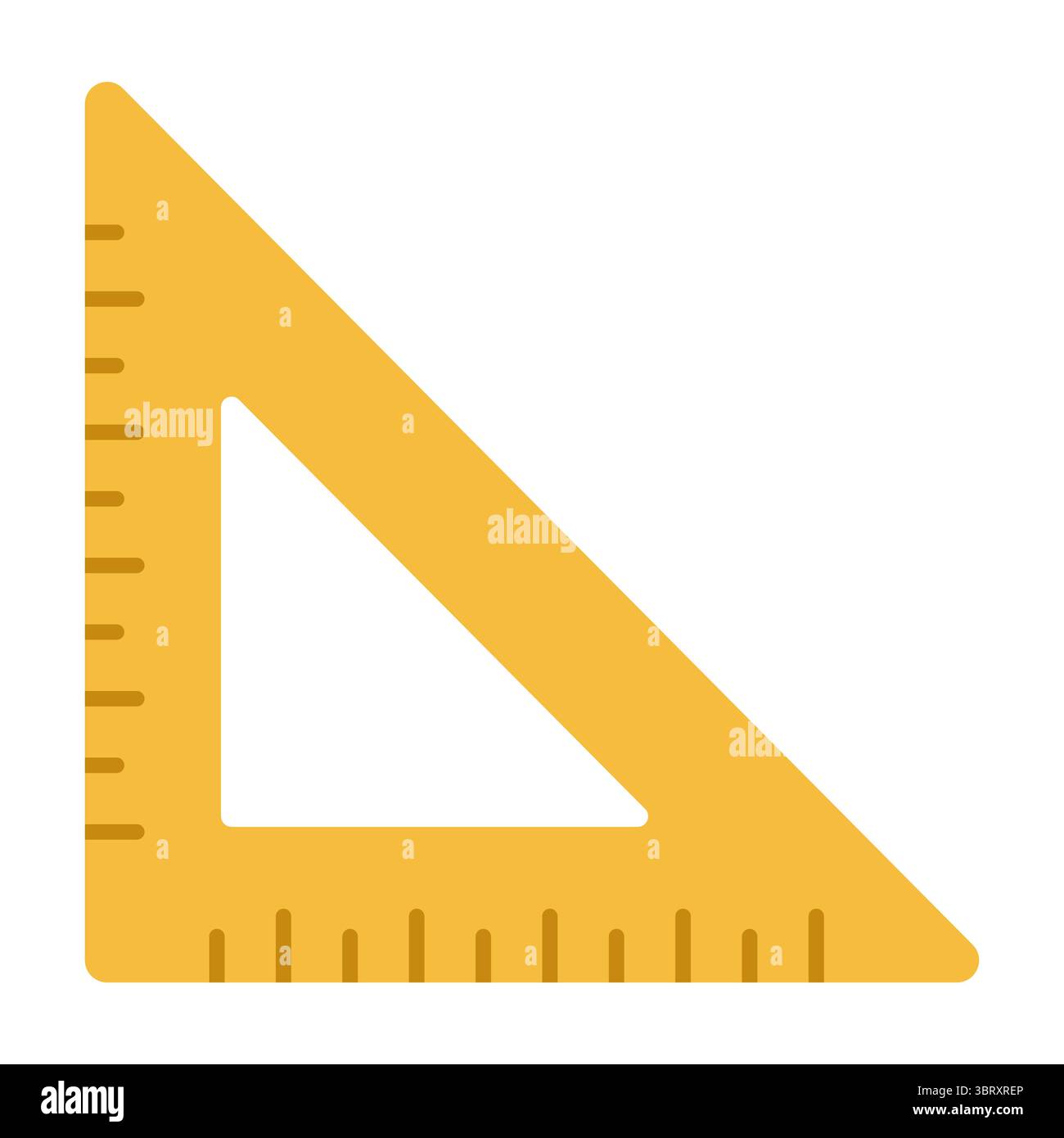 Yellow triangular ruler used for drawing angles and measurements in ...