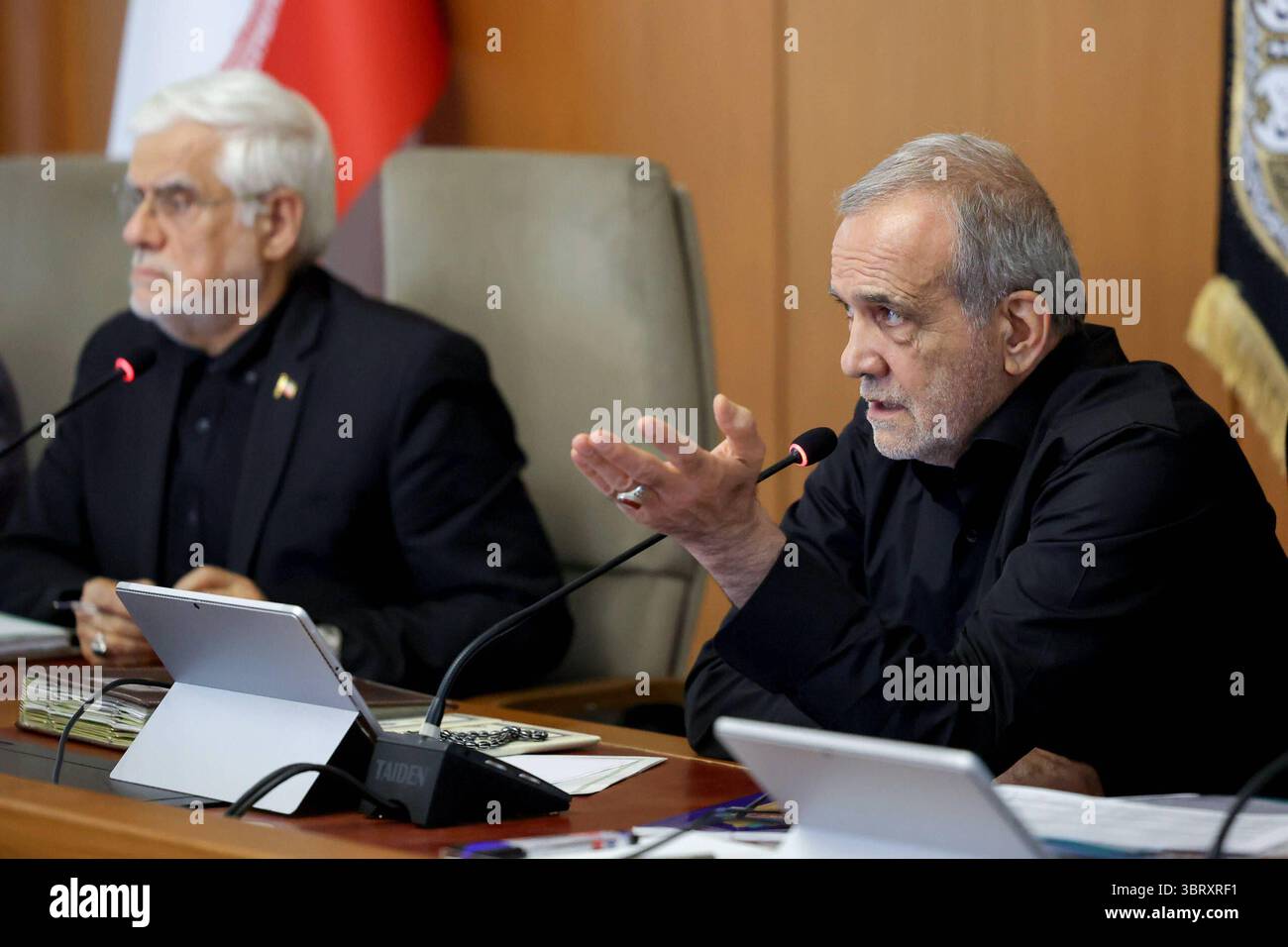 Iranian President Masoud Pezeshkian chairs a meeting of the Iranian ...