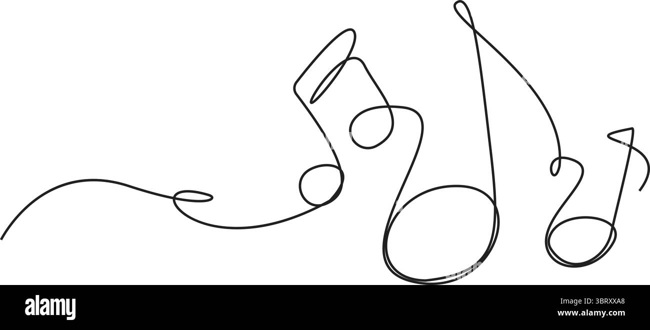 Continuous music line art note vector sketch illustration. Abstract ...