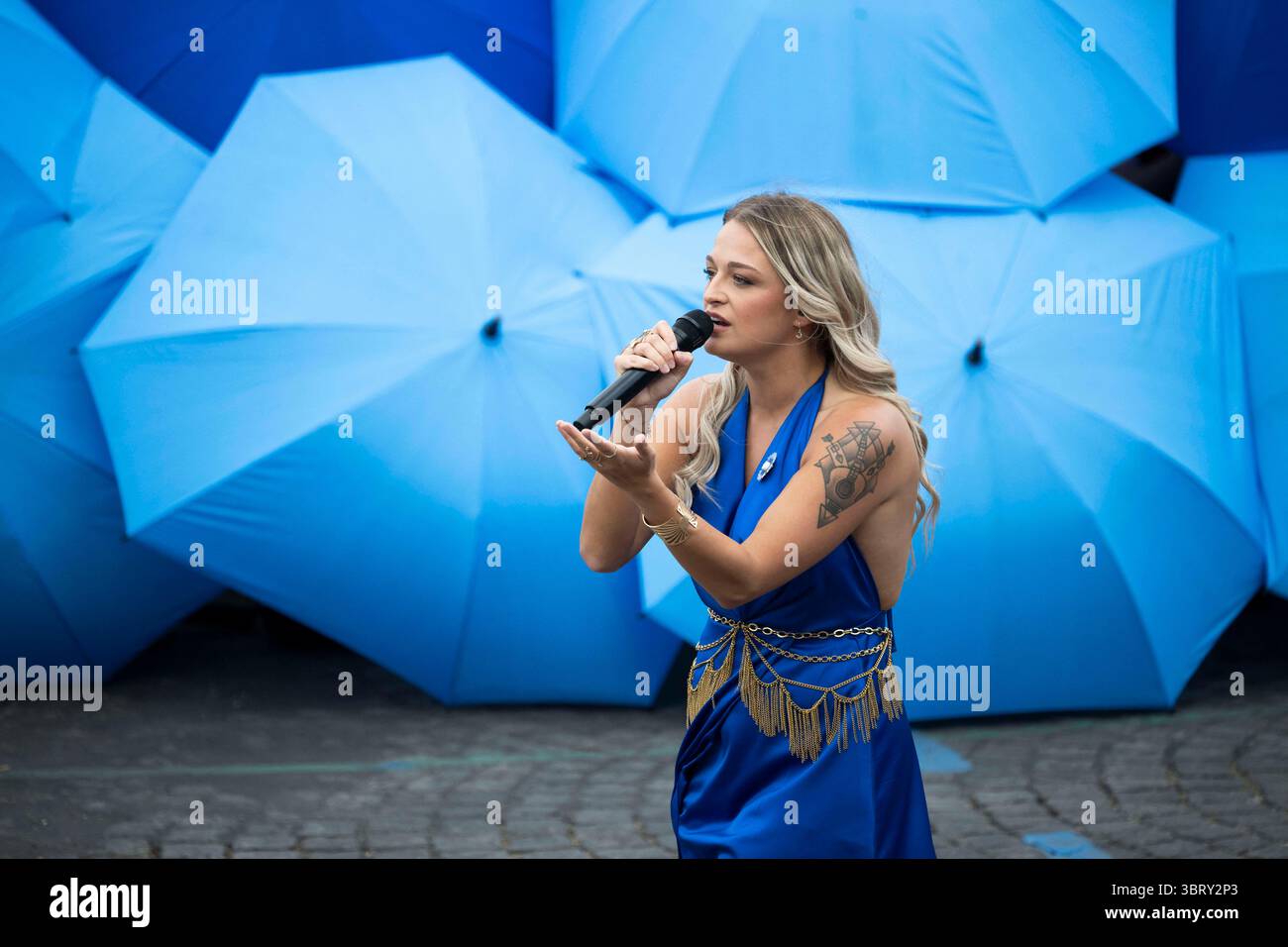 Paris, France. 14th July, 2025. French country singer and former ...