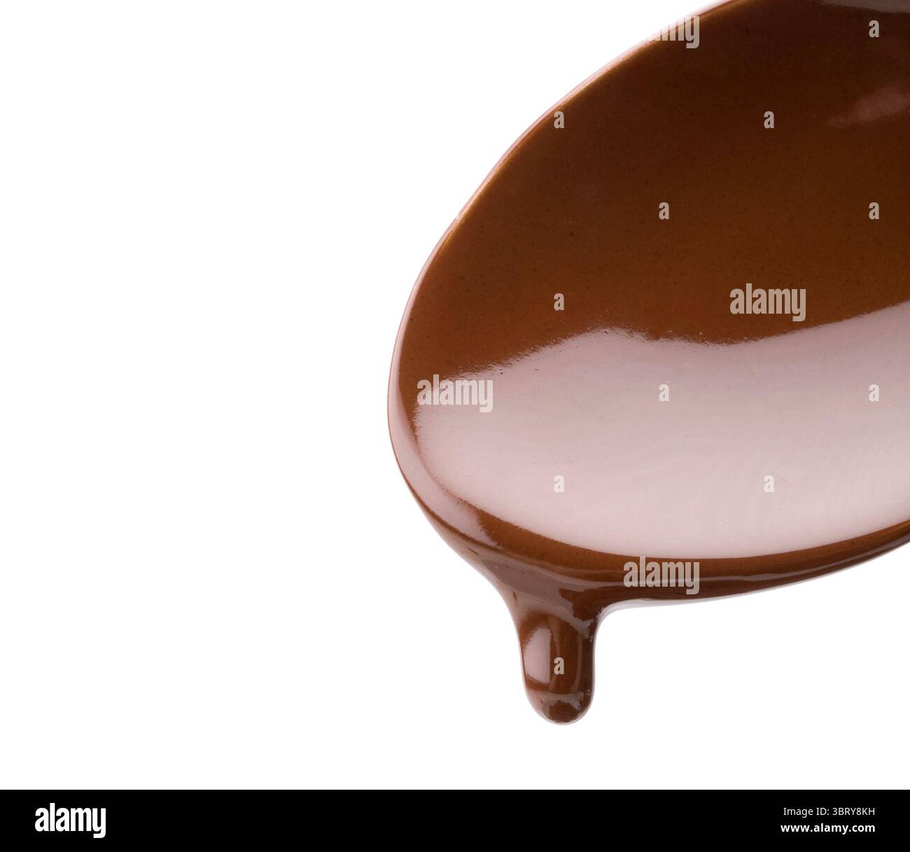 melted chocolate dripping from spoon on white background Stock Photo ...