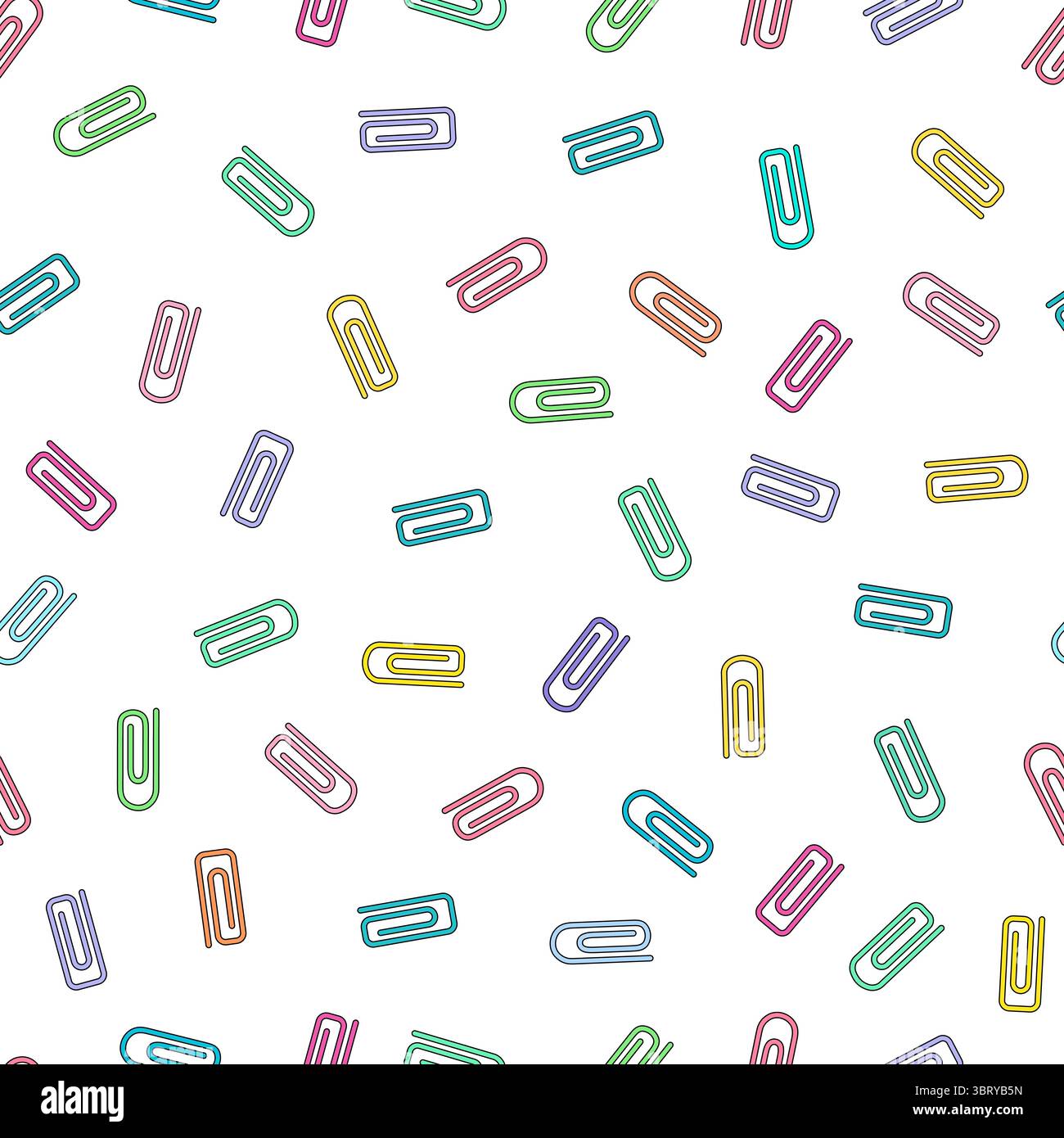 Seamless pattern with cute colorful paper clips. Vector illustration on ...