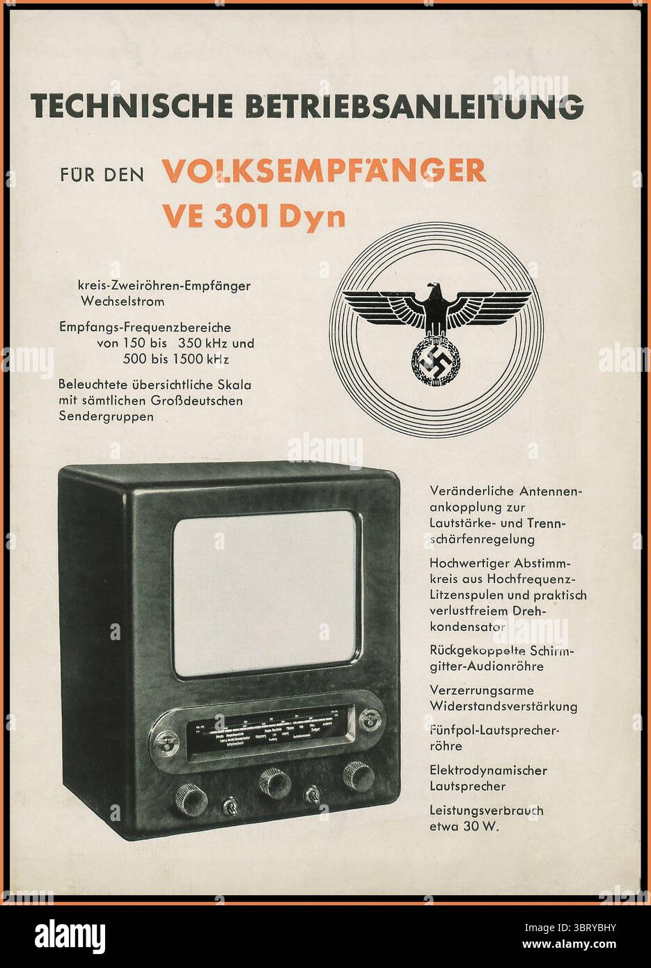 Nazi Poster advertising the Volksempfänger VE 301, also known as the ...