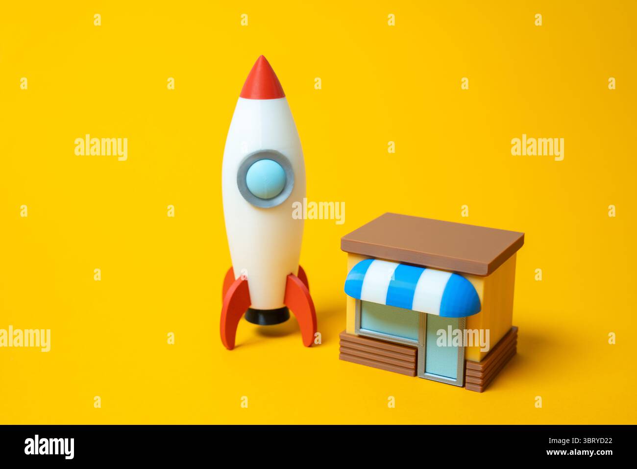Store building and rocket. Advertising and targeting. Open a startup or ...