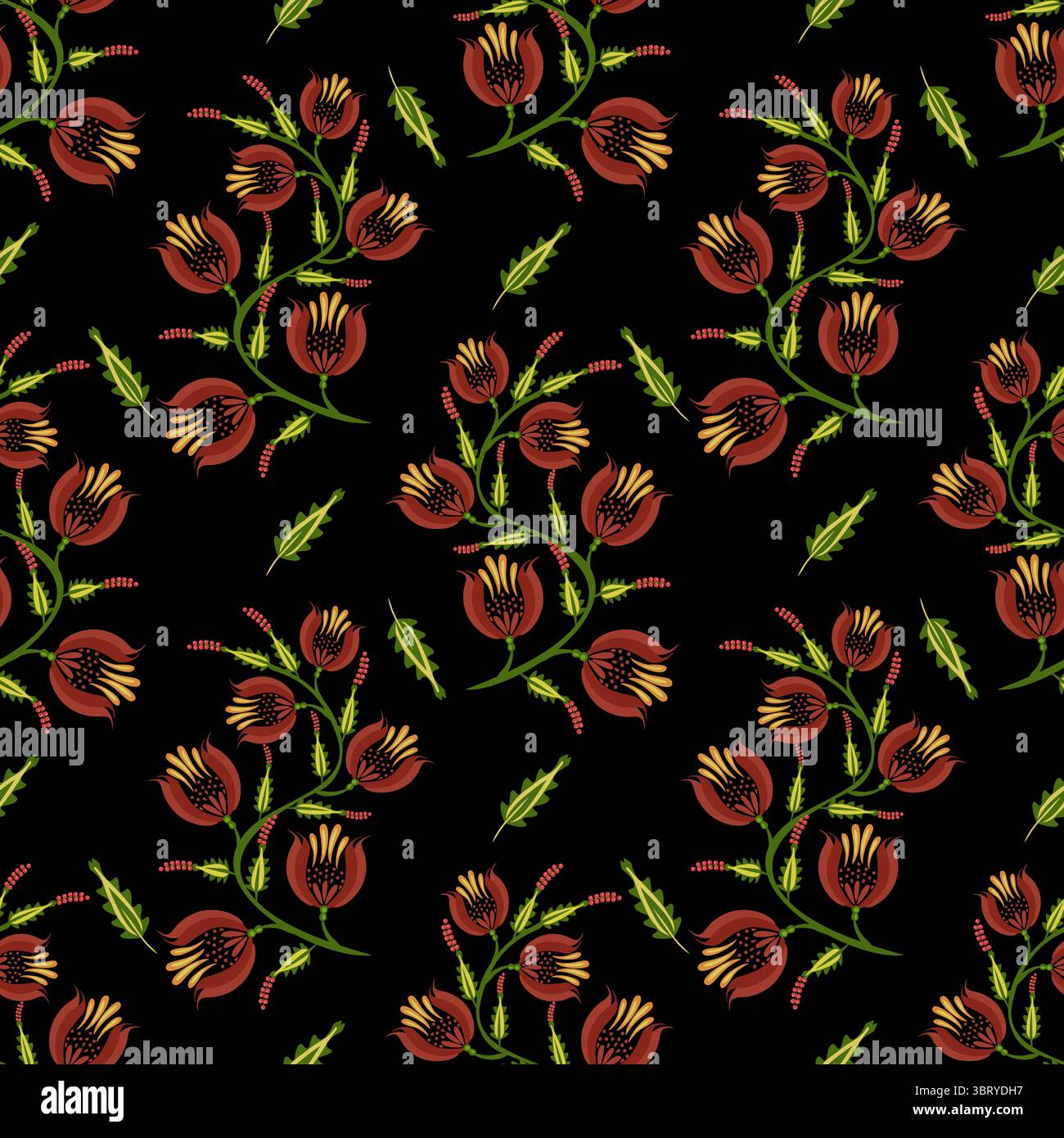 Green floral traditional wallpaper Stock Vector Images - Alamy