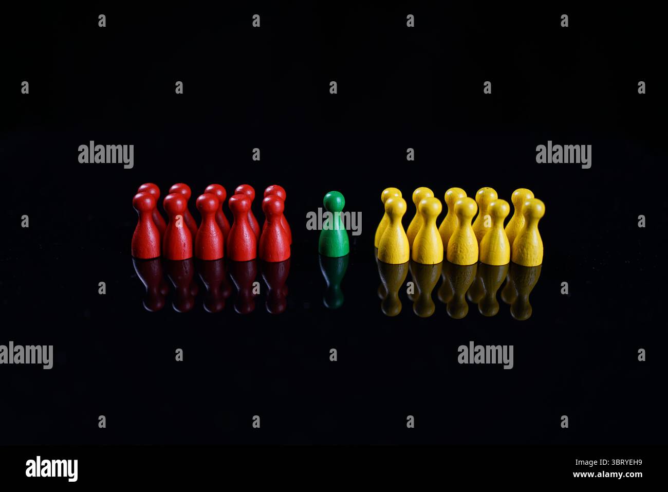 3 groups, red, green, yellow Stock Photo - Alamy