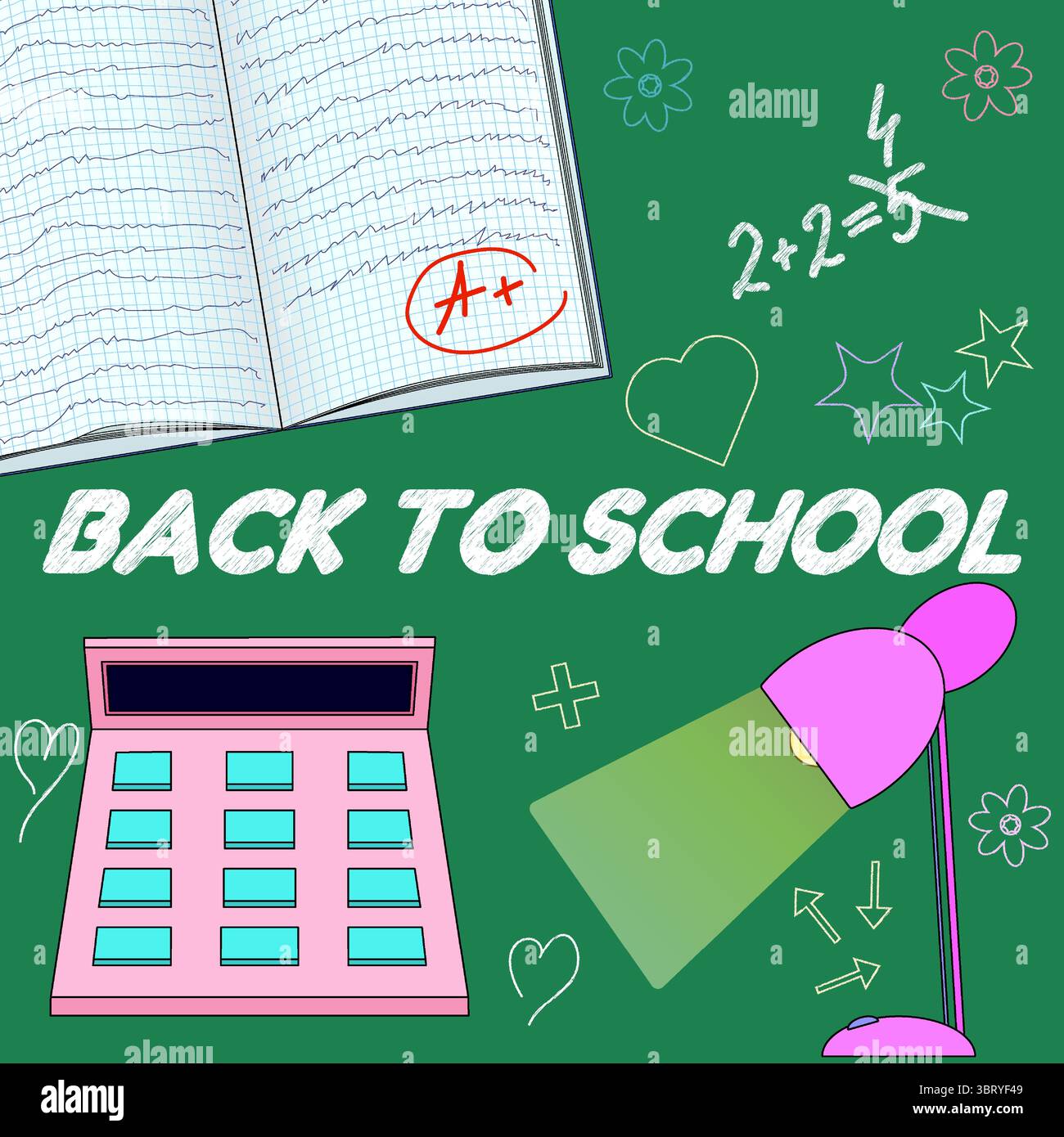 Concept poster with back to school vector scene of open notebook ...