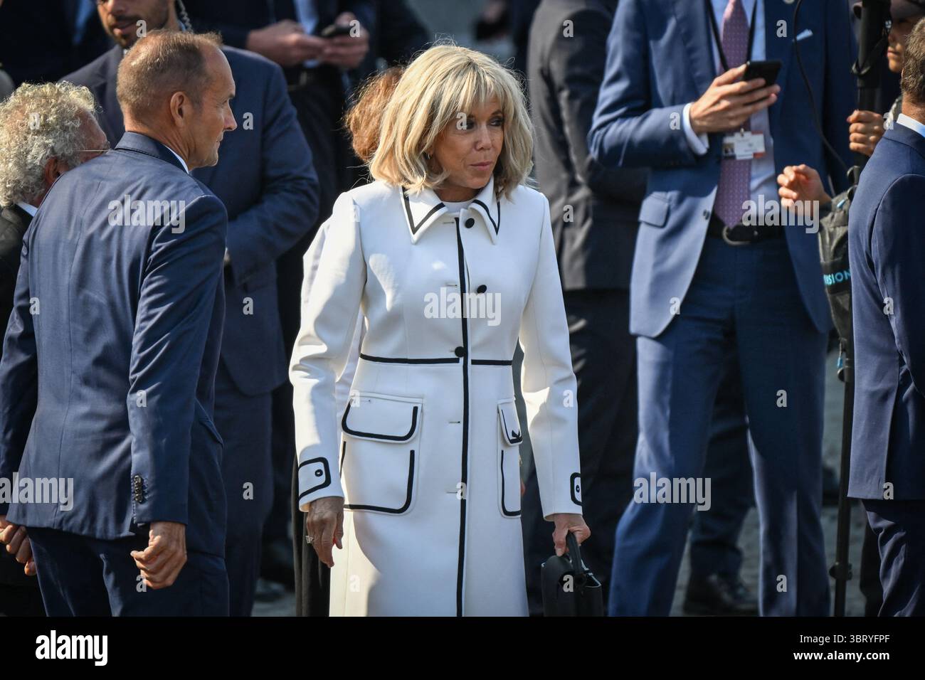 French First Lady Brigitte Macron arrives during the Bastille Day ...