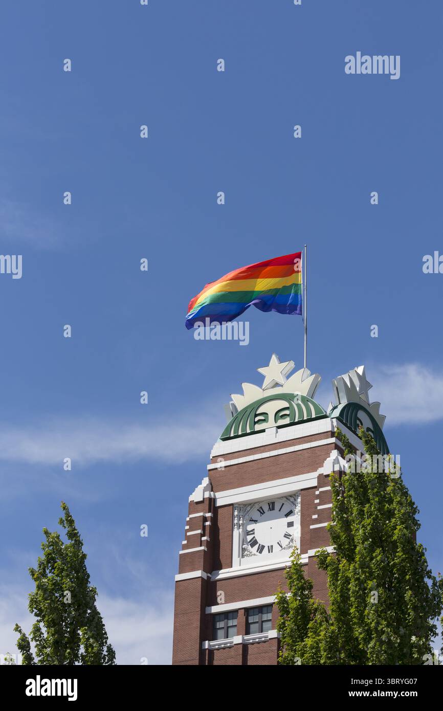 June 18, 2018 - Seattle, Washington: Starbucks marks LGBTQ Pride month ...