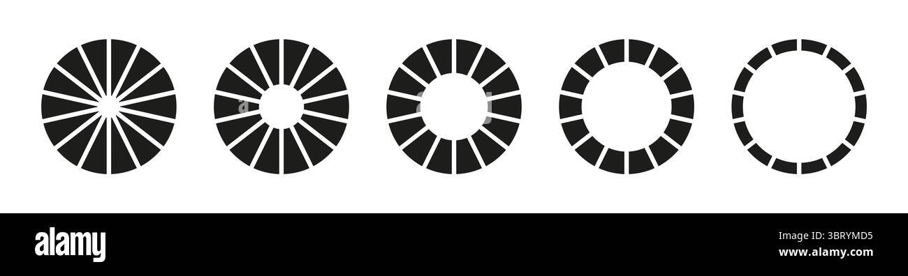 Wheel round divided, fourteen sections. Donut charts, pies segmented on ...
