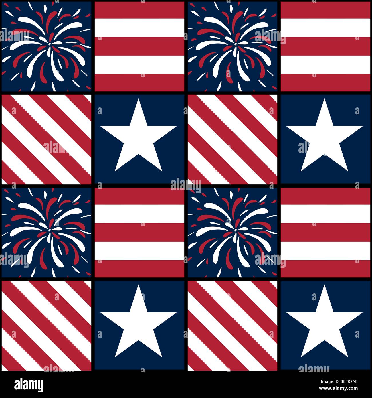 A vibrant vector pattern featuring alternating squares with American ...