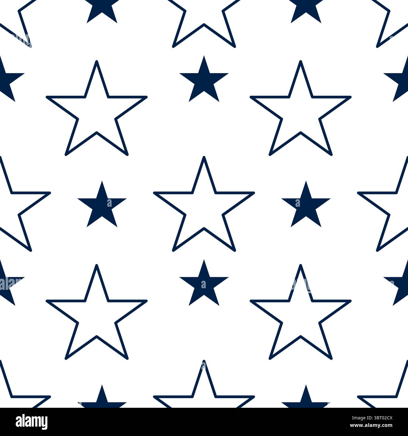 A seamless vector pattern featuring alternating outlined stars and ...