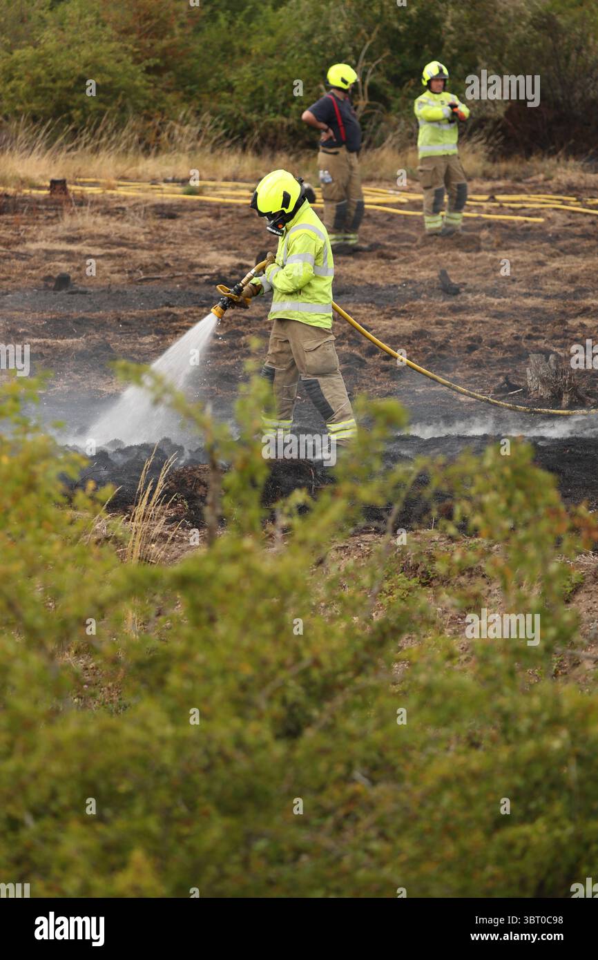 Maldon Essex, UK. 14th July, 2025. Essex Fire Brigade are battling a ...