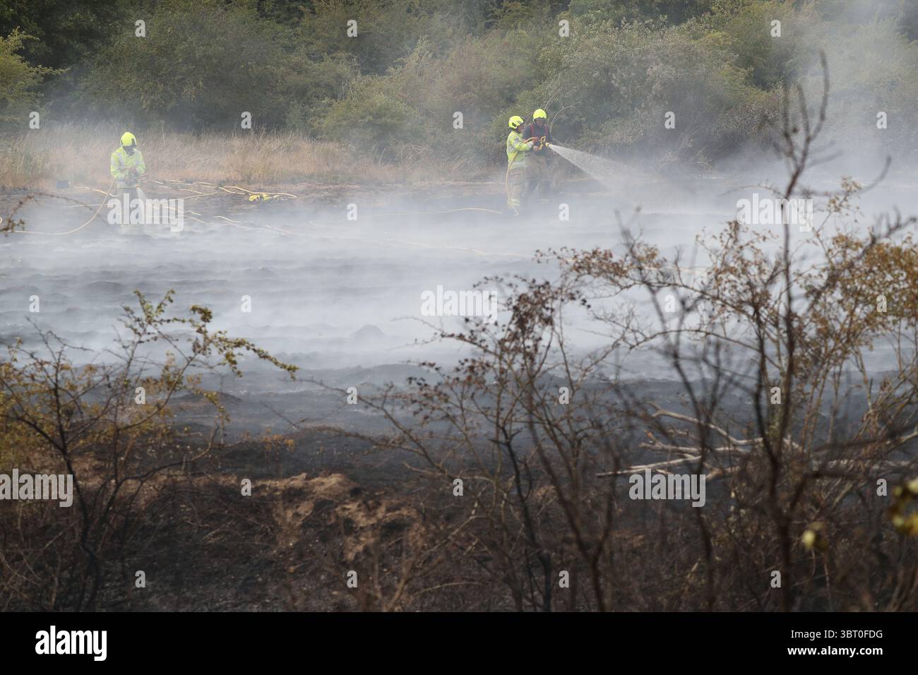 Maldon Essex UK. 14th July 2025. Essex Fire Brigade are battling a ...