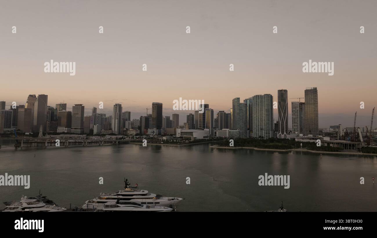 Aerial view of the Miami skyline, a symphony of glass and steel ...