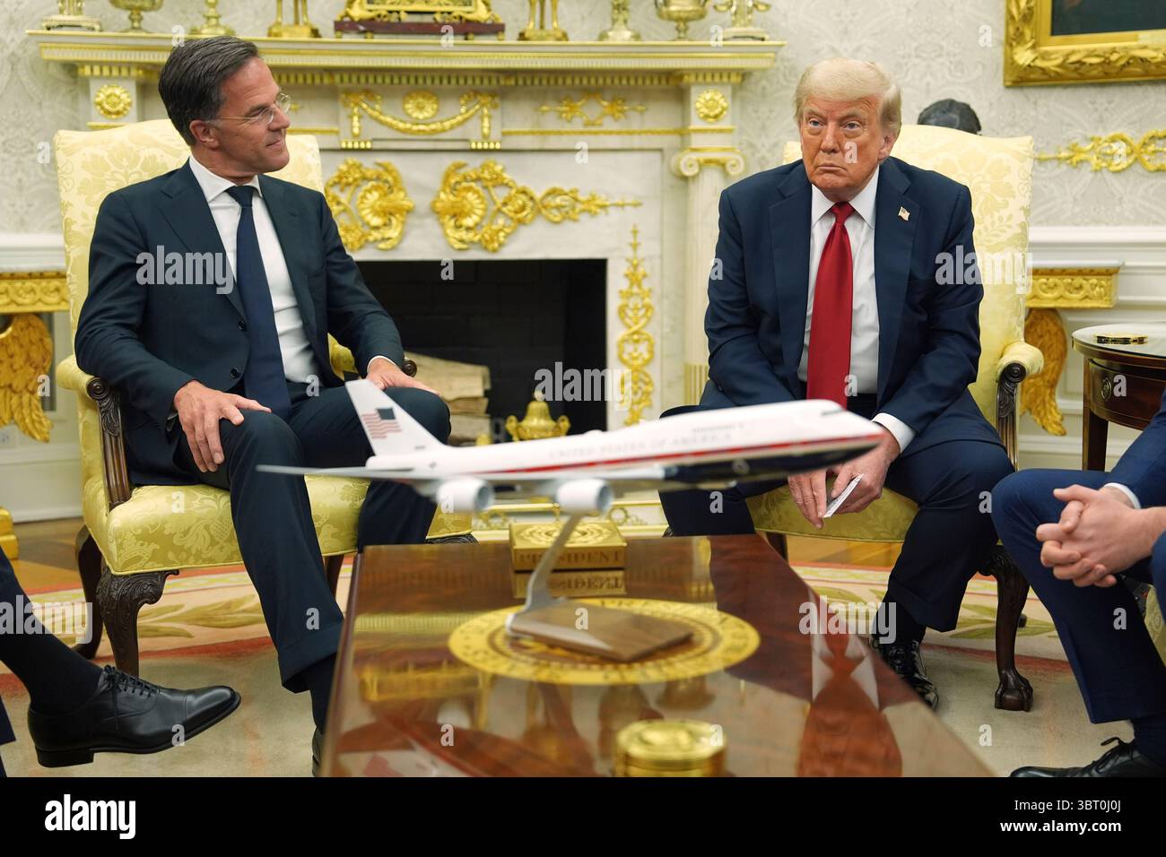 President Donald Trump, right, meets with NATO Secretary General Mark ...