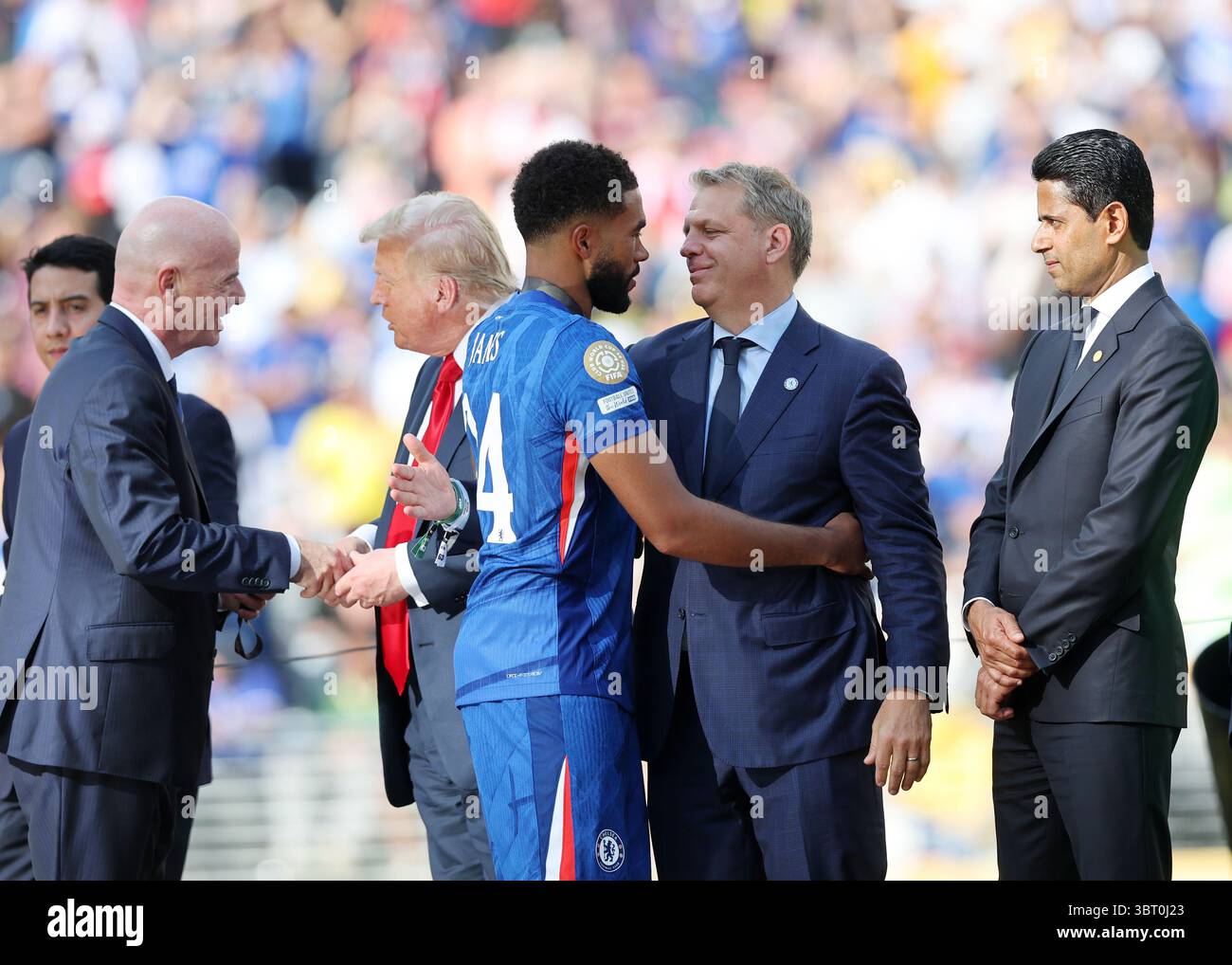 New Jersey, USA, 13th July 2025. Reece James of Chelsea with Todd ...