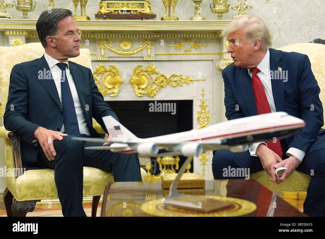 President Donald Trump, right, meets with NATO Secretary General Mark ...