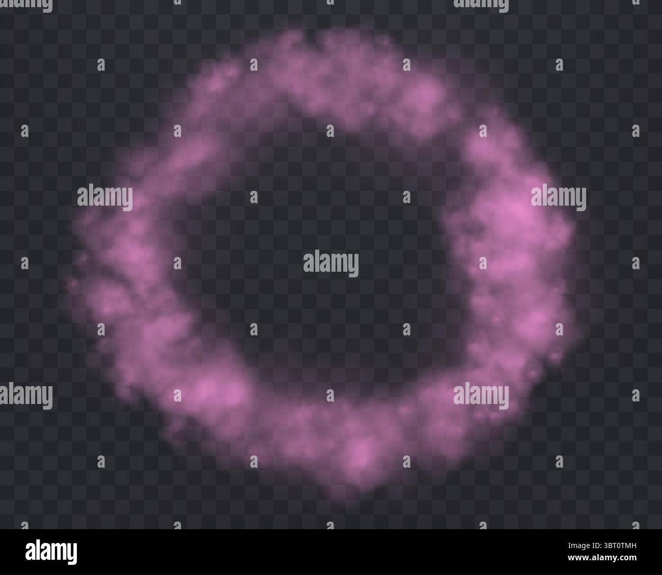 Realistic pink smoke circle or haze on a transparent background. Magic ...
