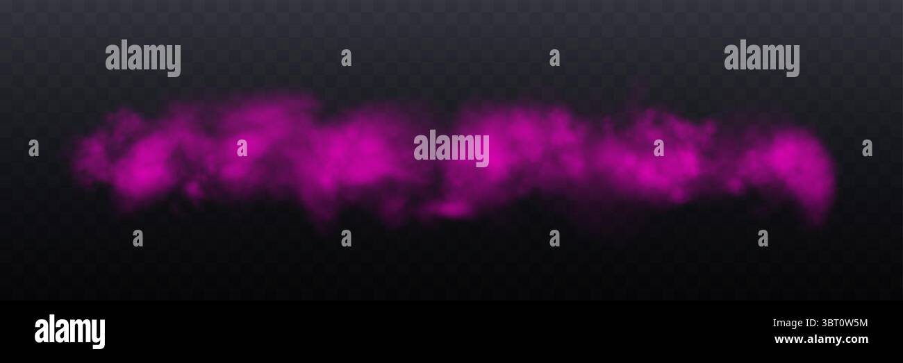 Realistic long pink smoke or haze, overlay effect on a transparent ...