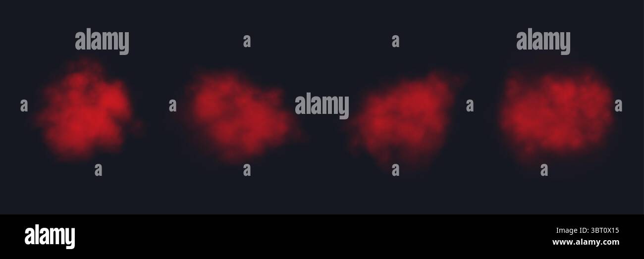 Realistic red smokes or haze on a transparent background. Magic fog ...
