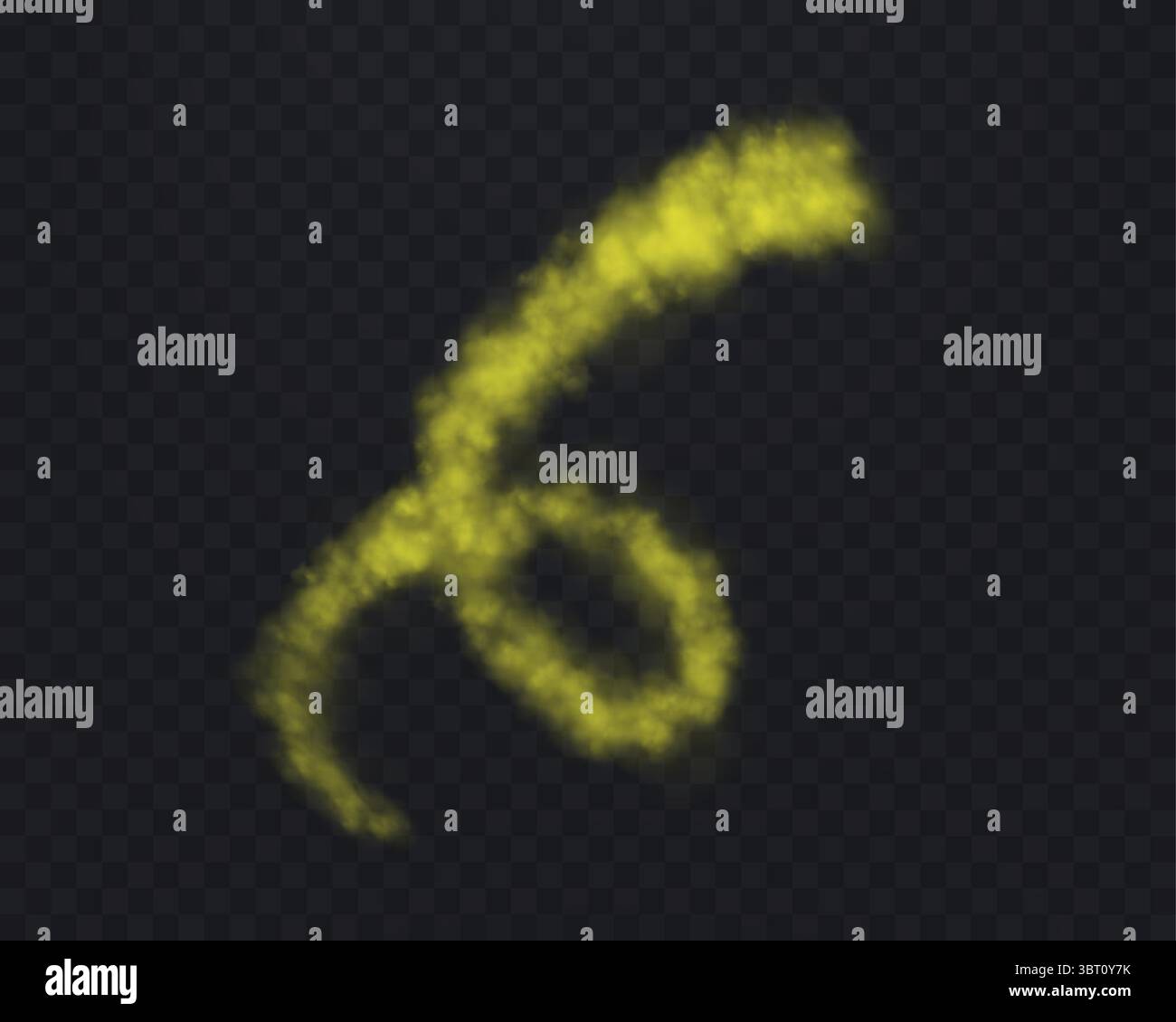 Realistic yellow smoke spiral or haze on a transparent background ...