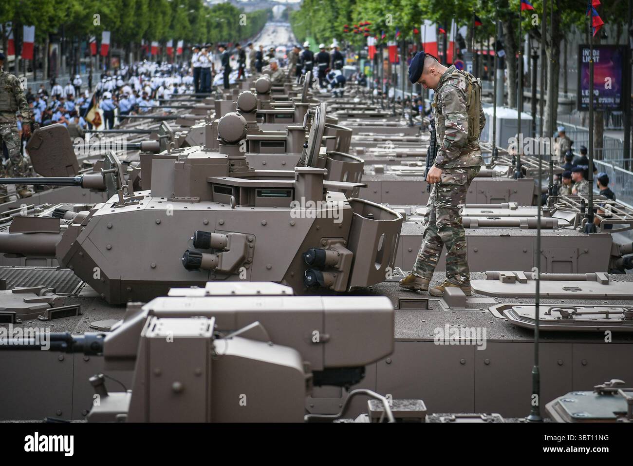French military units prepare themselves for the Bastille Day military ...