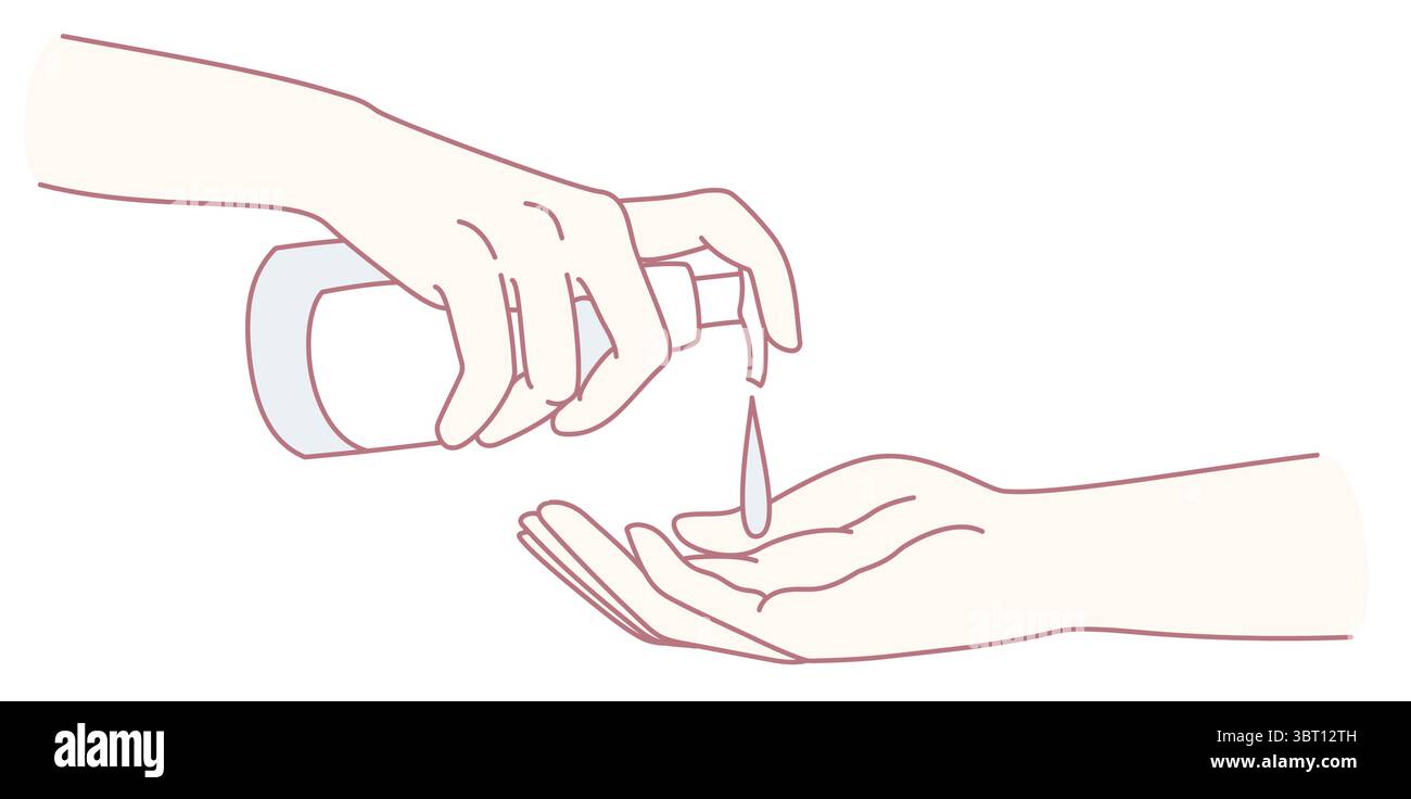 Illustration of hands applying hand sanitizer to promote effective ...