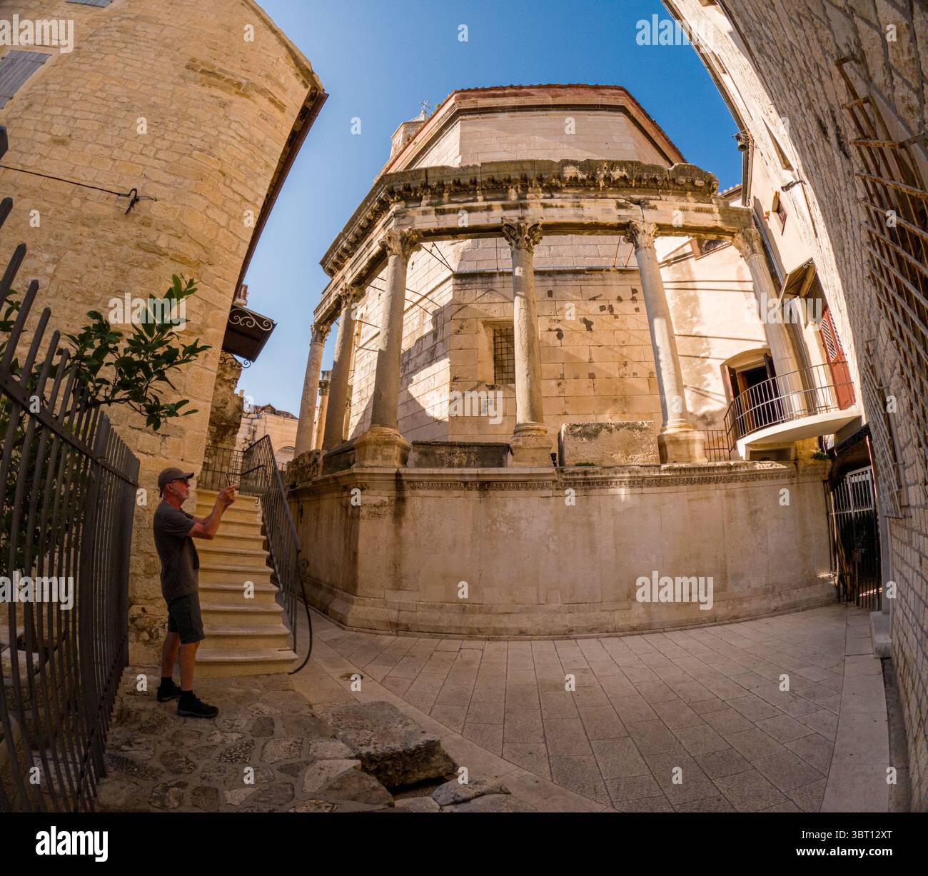 Split, Croatia - September 8th 2023: A tourist takes a photo of the ...