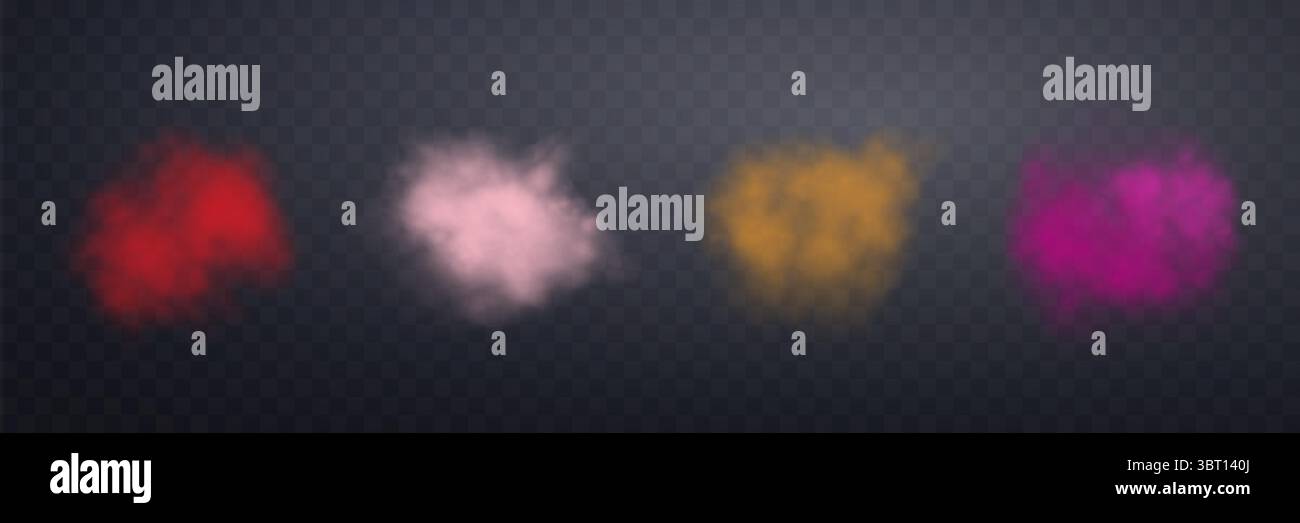 Different colors realistic smokes or haze on a transparent background ...