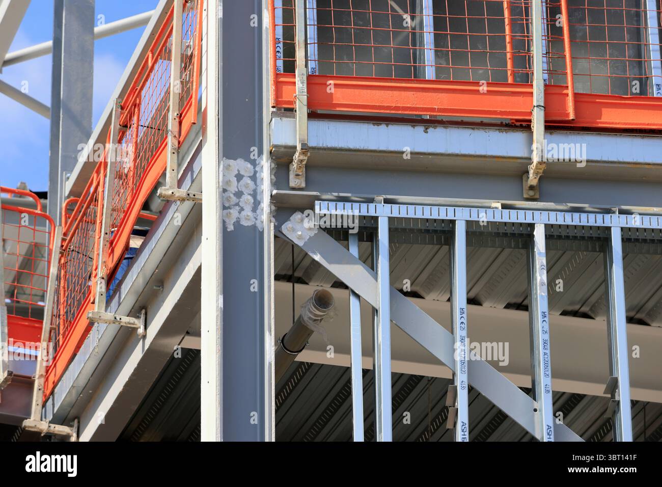 Radcliffe hub steel skeleton frame, structural steelwork and secondary steel frame with edge ...