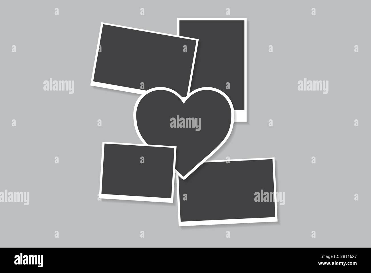 Realistic blank photo frames collage with shadows on light blue ...