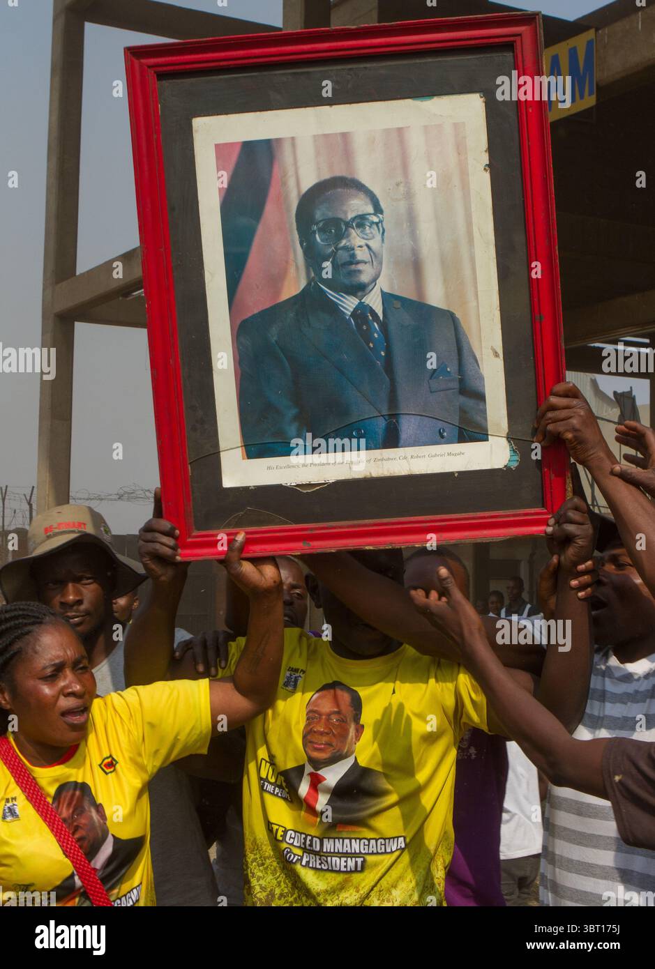 September 12, 2019, Harare, Zimbabwe: Supporters chants the party's ...