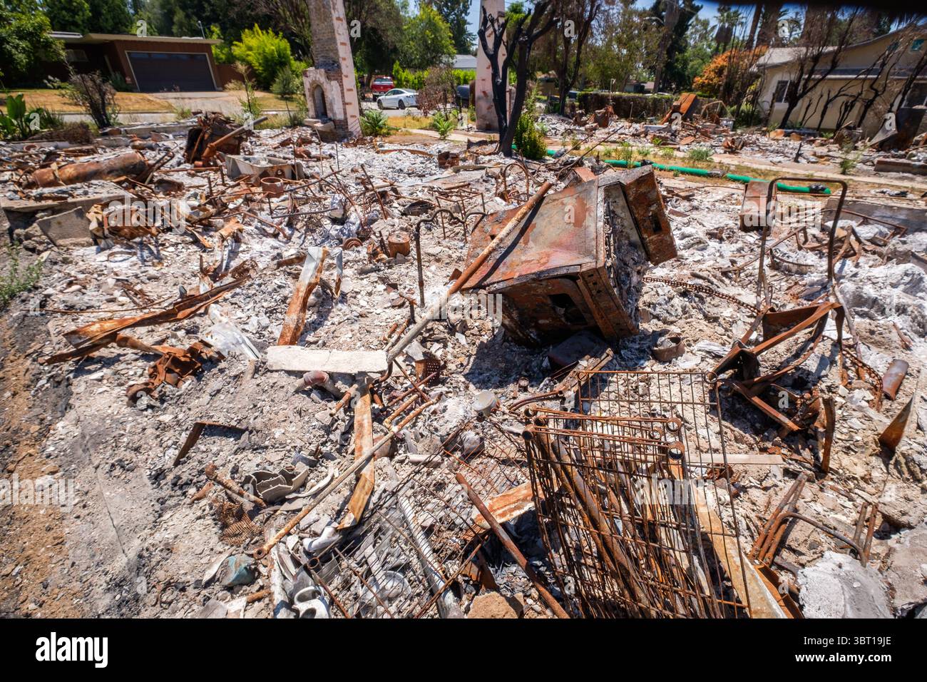 Remains of a burned out house in Altadena, California, burned by the ...