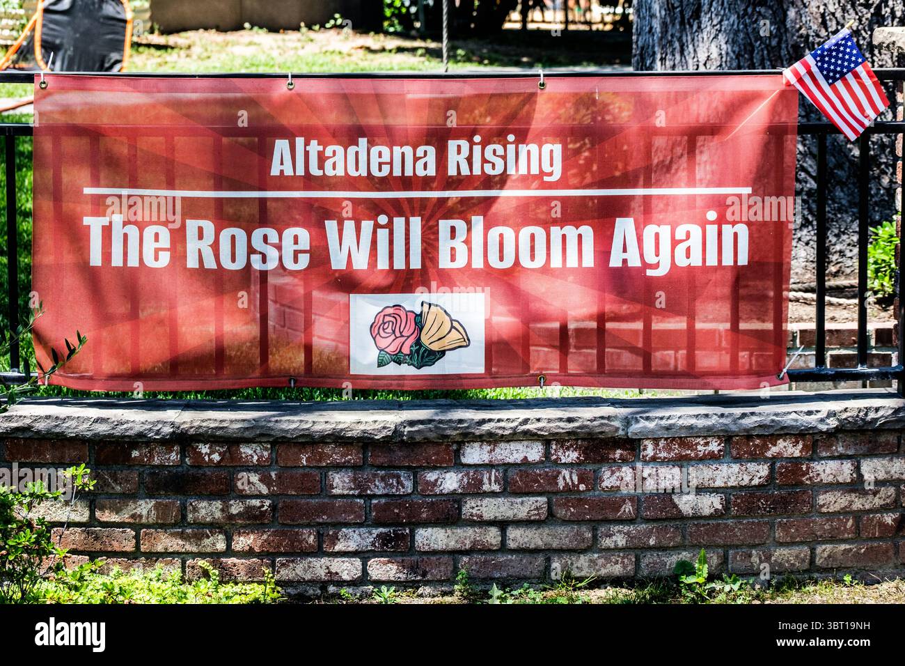 Sign calling for renewal and rebuilding in Altadena, California, after ...